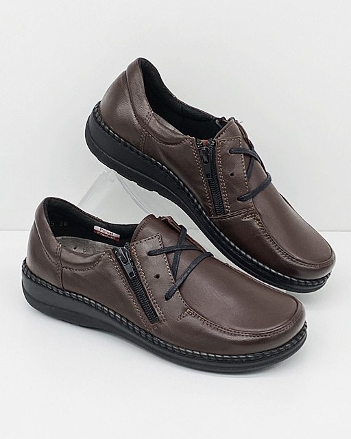 Axel Comfort 1775 brązowe damskie półbuty, regulowana tęgość H-J-K ...